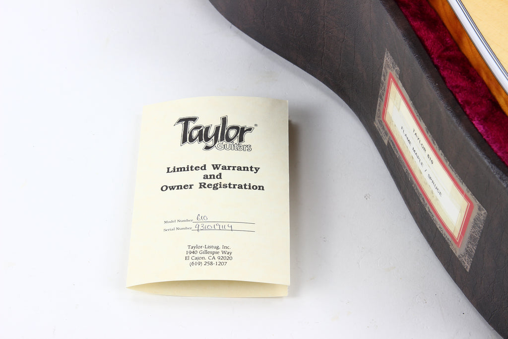 *SOLD* UNPLAYED! 1993 Taylor 610 Dreadnought - High-Grade QUILTED MAPL ...