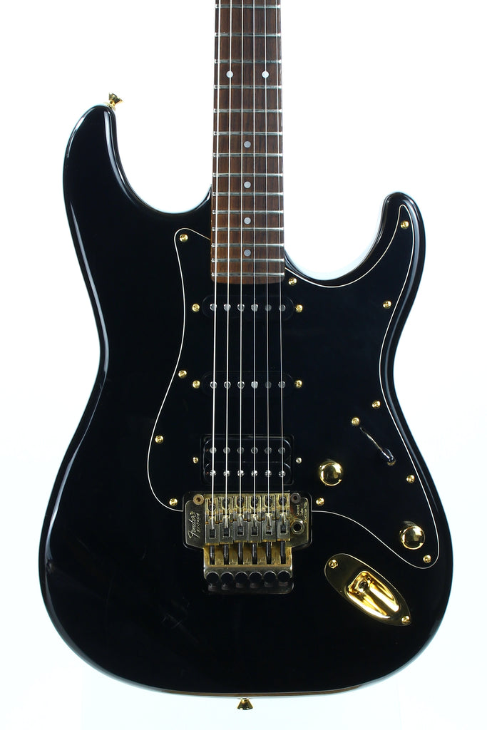 1989 Fender Japan Stratocaster STR-70 Super Strat MIJ Black w/ Gold Ha ...