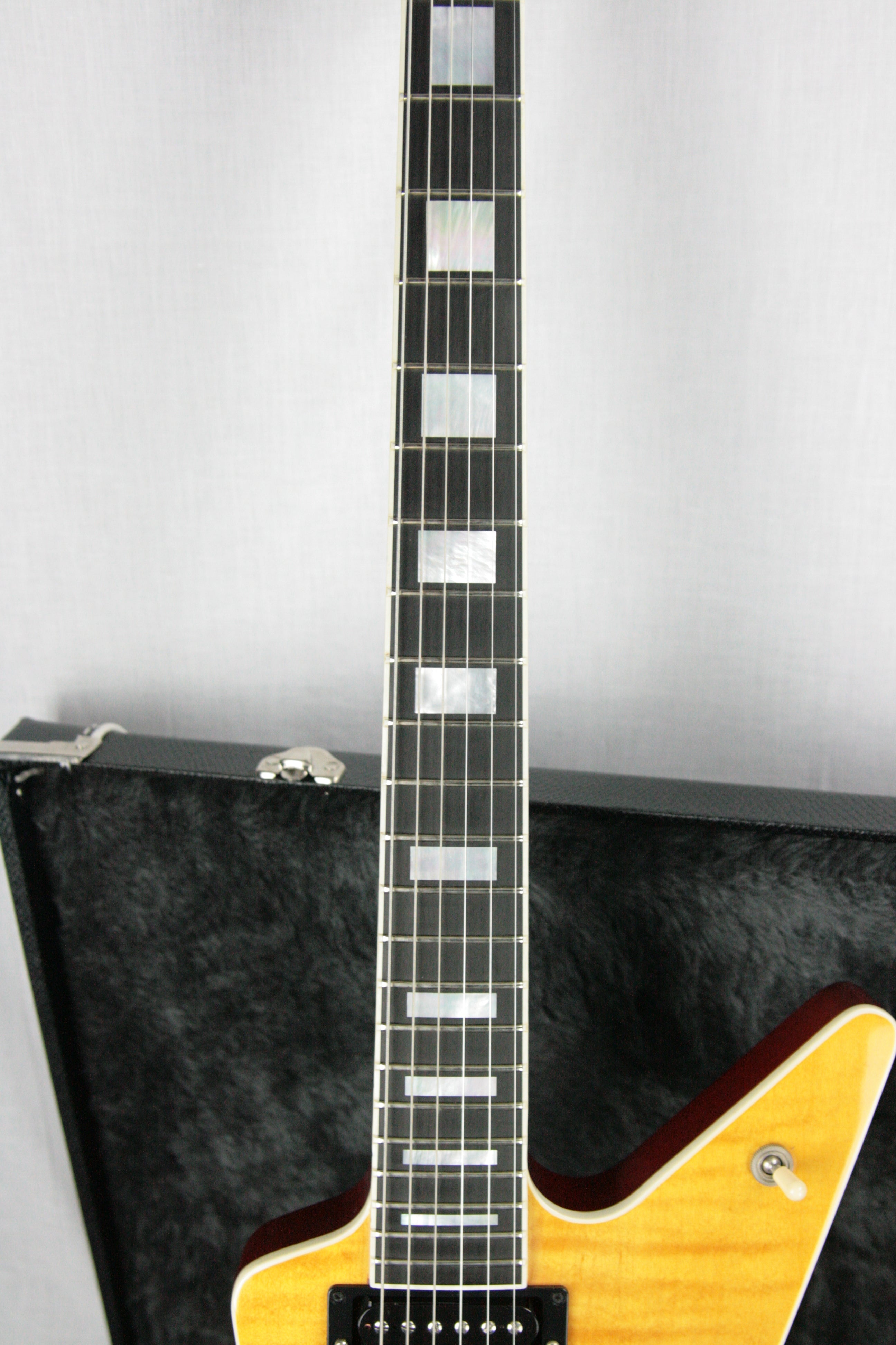 *SOLD* 2005 Gibson Explorer Pro Flametop EBONY Board Les Paul Custom I ...