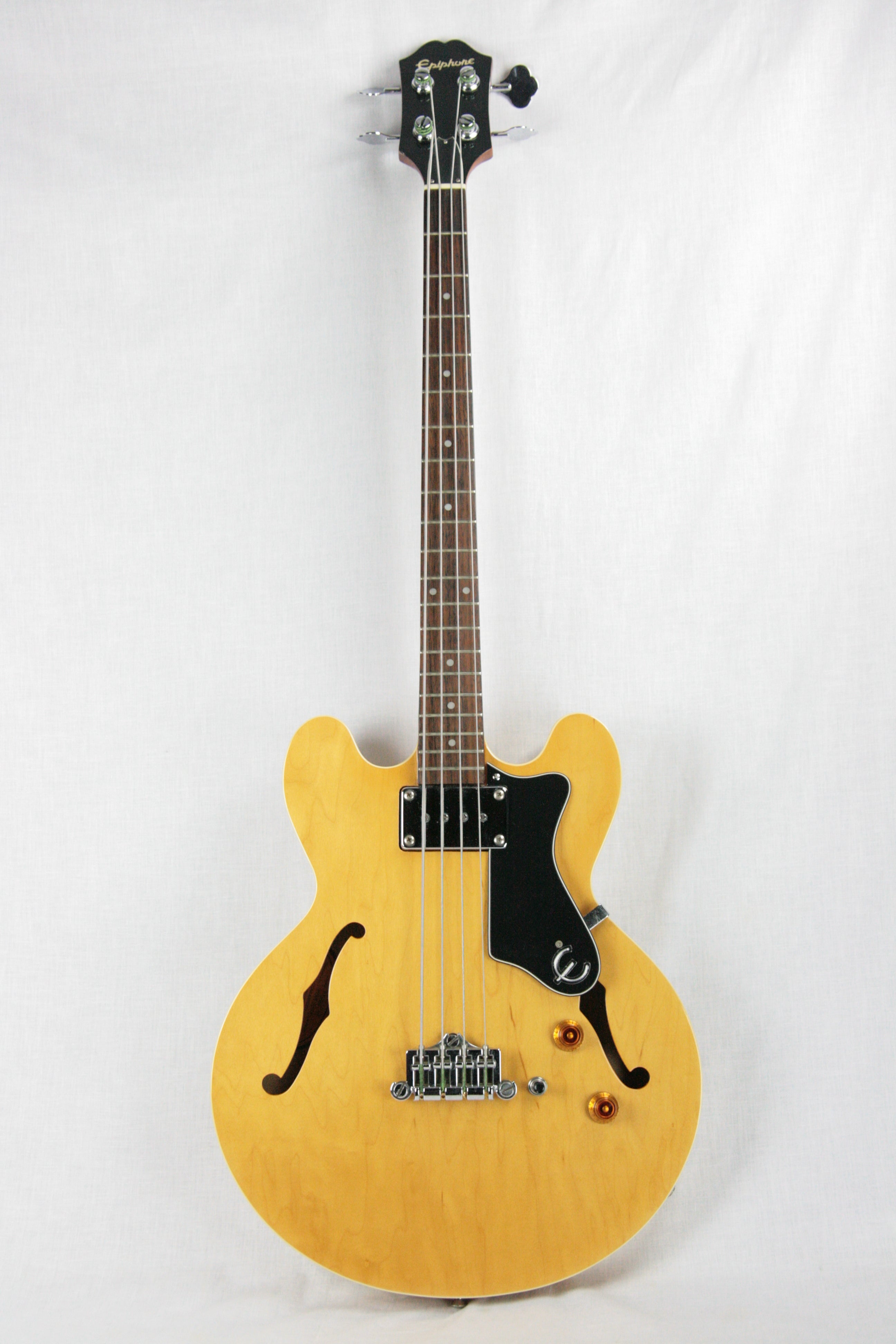1998 Epiphone Rivoli Natural Semi Hollowbody Bass Guitar! Peerless Kor ...