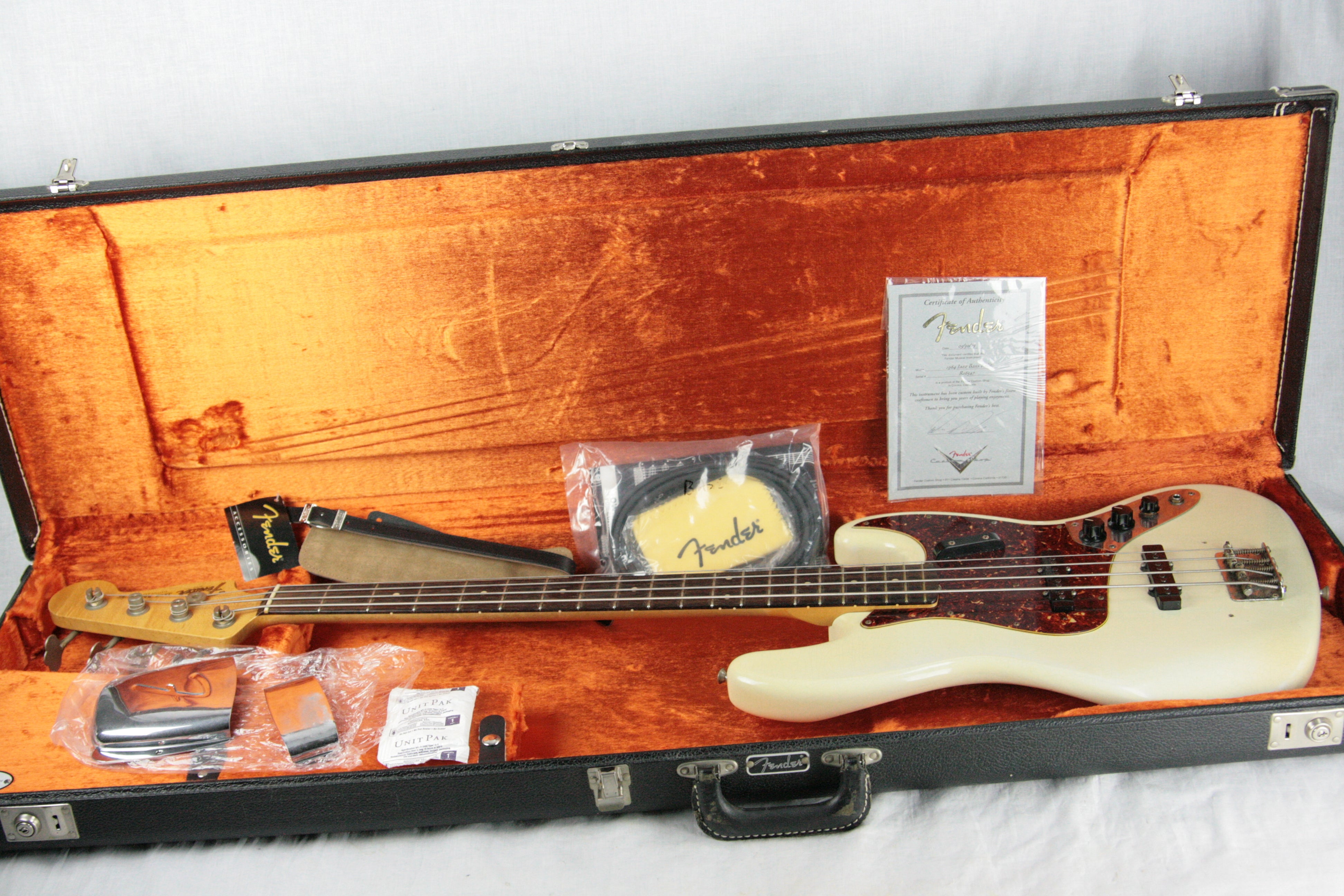 '64 Fender MASTERBUILT Jazz Bass Relic Olympic White Custom Shop Denni ...